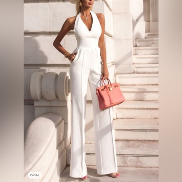 Pants & Jumpsuits | White Xl Jumpsuit For Women Summer Dressy Clean Fit ...